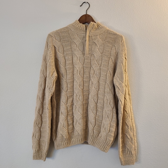 Sol Alpaca | Sweaters | Sol Quarter Zip Cable Knit Baby Alpaca Tan ...